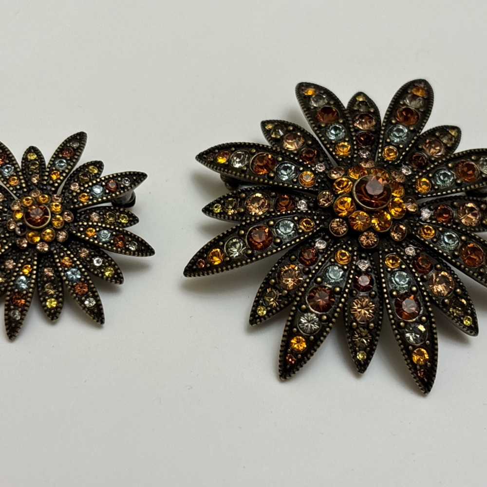 Vintage Joan Rivers Sunburst Flower Brooches Pins Wit… - Gem